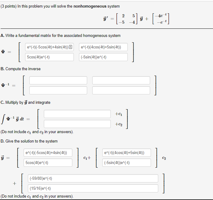 Solved (3 points) In this problem you will solve the | Chegg.com