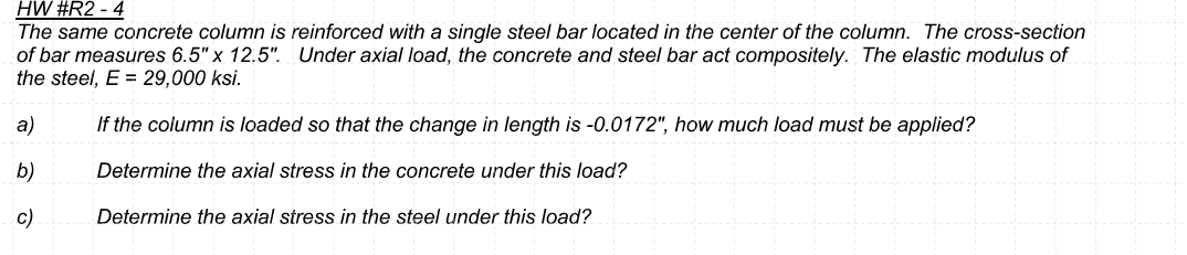 Solved A rectangular concrete column measures 22" " 32" and | Chegg.com