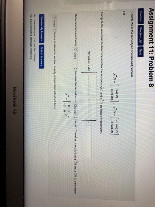 Solved Assignment 11: Problem 8 Previous Problerm Lst Next | Chegg.com