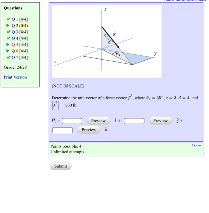 Solved Determine the unit vector of a force vector | Chegg.com