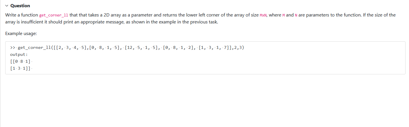 Solved Question Write a function get_corner_11 ﻿that that | Chegg.com