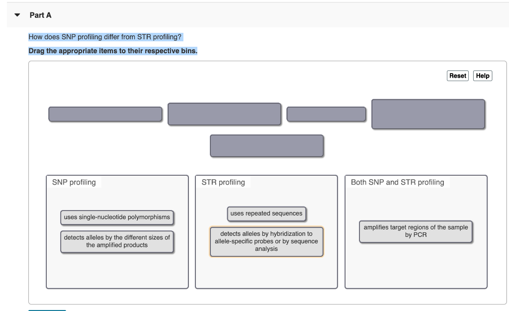Solved Part A How does SNP profiling differ from STR | Chegg.com