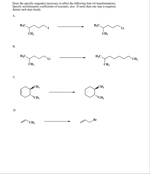 Solved Draw the specific reagent(s) necessary to effect the | Chegg.com