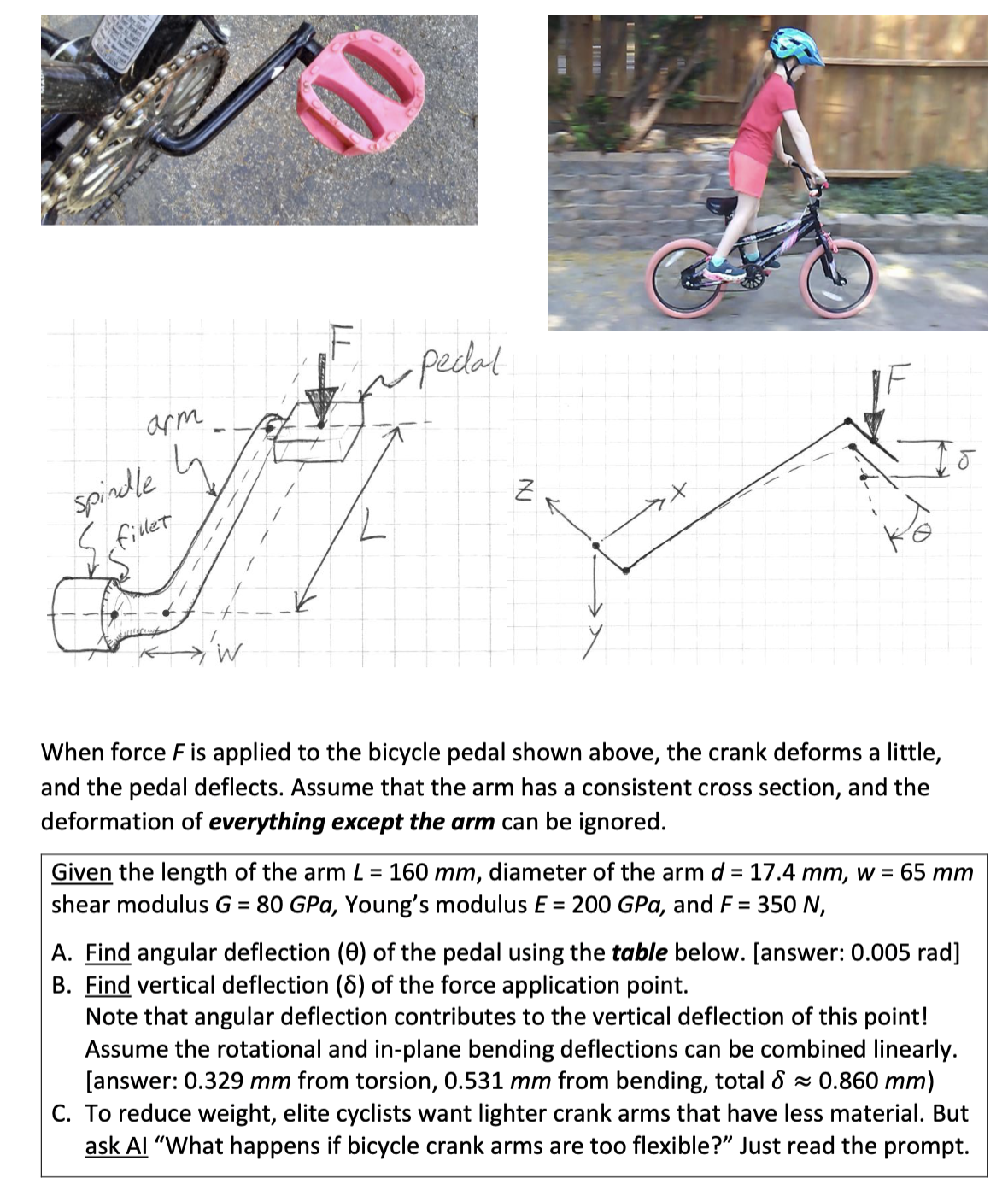 Solved When force F is ﻿applied to ﻿the bicycle pedal shown | Chegg.com