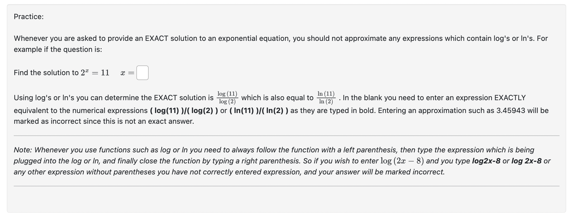 Solved Practice:Whenever you are asked to provide an EXACT | Chegg.com