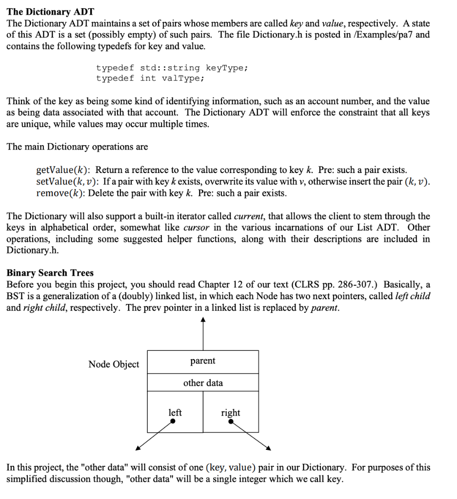 Solved The Dictionary ADT The Dictionary ADT maintains a set | Chegg.com