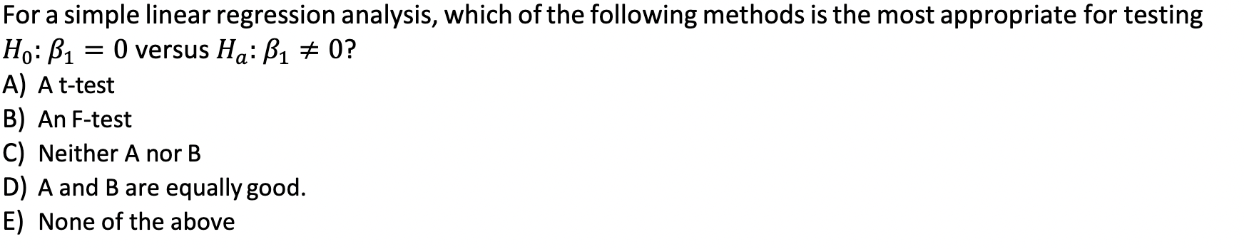 Solved For a simple linear regression analysis, which of the | Chegg.com