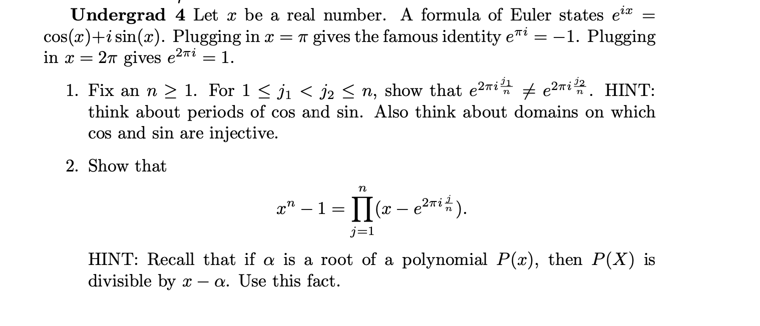 Solved Undergrad 4 Let x be a real number. A formula of | Chegg.com