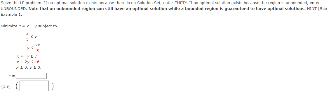 Solved Solve the LP problem. If no optimal solution exists | Chegg.com