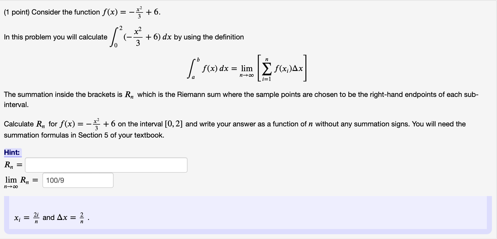 Solved (1 point) Consider the function f(x)=−3x2+6 In this | Chegg.com