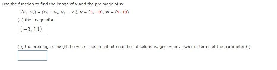 Solved Use the function to find the image of v and the | Chegg.com