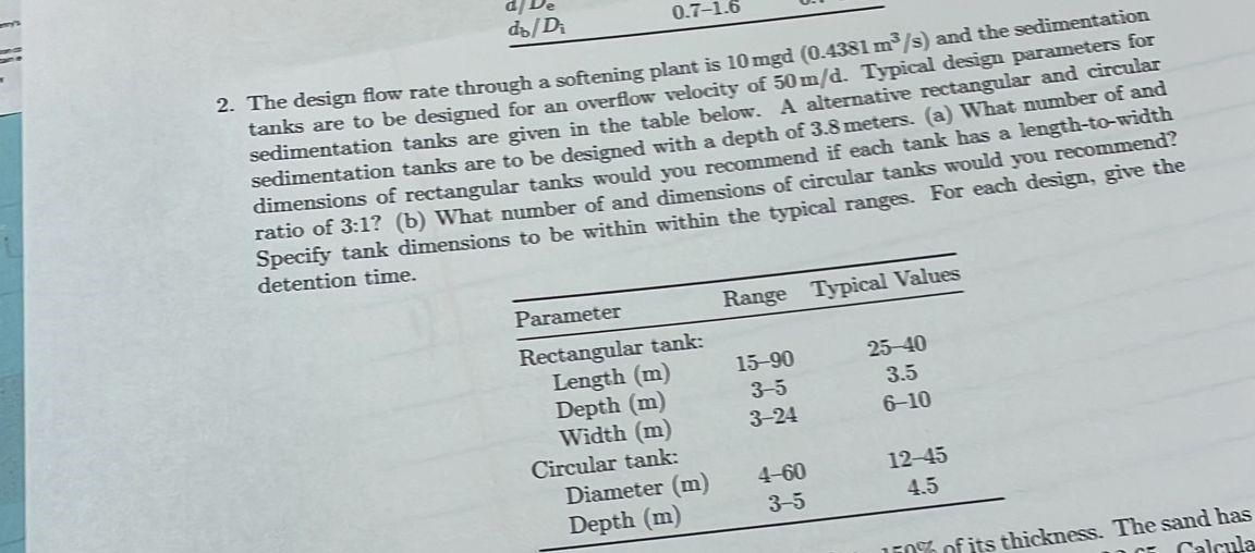 Solved 2. The design flow rate through a softening plant is | Chegg.com