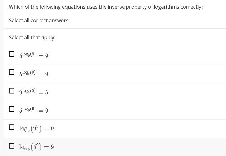 Solved Which of the following equations uses the inverse | Chegg.com