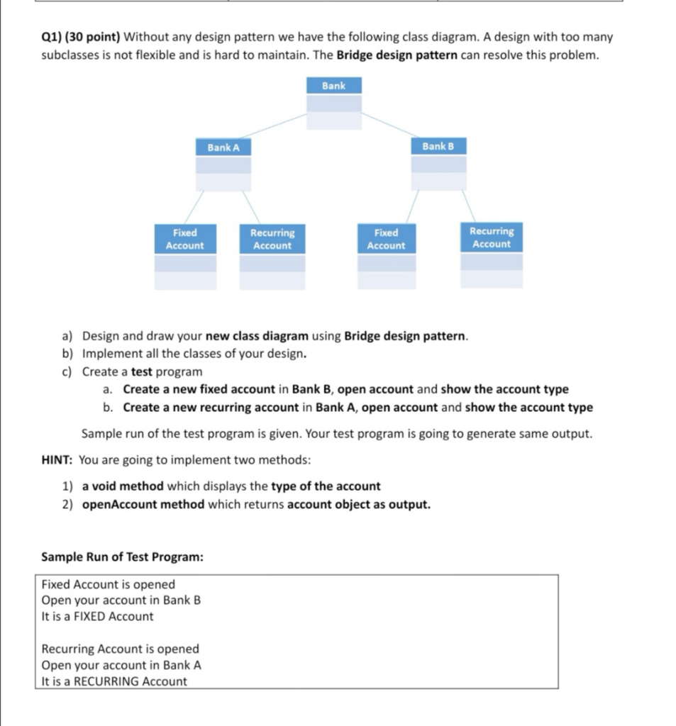 Solved Q1) (30 point) Without any design pattern we have the | Chegg.com