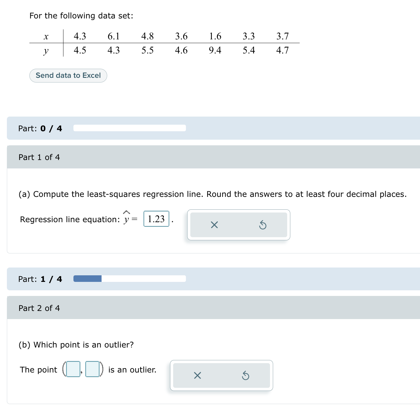 Solved For the following data set: Part: 0 / 4 Part 1 of 4 | Chegg.com