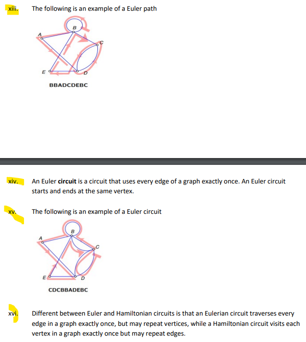 Solved xiii. The following is an example of a Euler path | Chegg.com