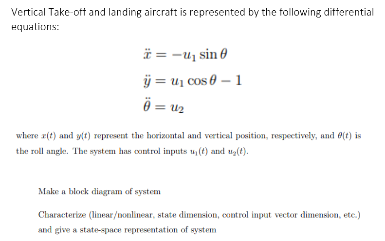 Vertical Take-off and landing aircraft is represented | Chegg.com