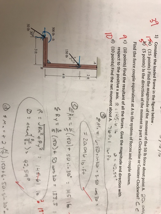 Solved 1) Consider the loaded frame in the figure below a) | Chegg.com