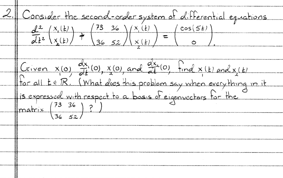 Consider the second-order system of differential | Chegg.com