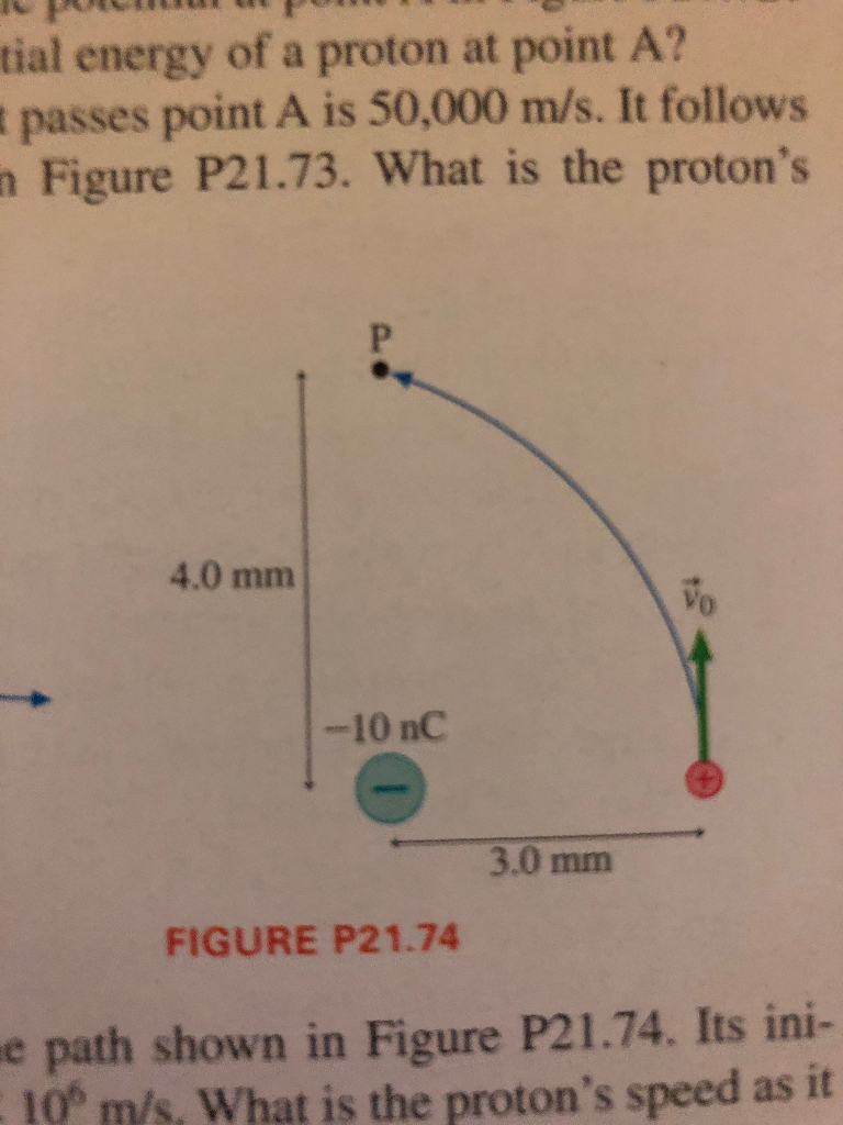 Solved A proton follows the path shown in FIgure P21.74. Its | Chegg.com