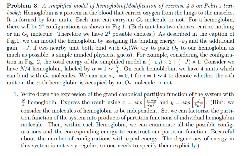 Problem 3. A simplified model of hemoglobin | Chegg.com