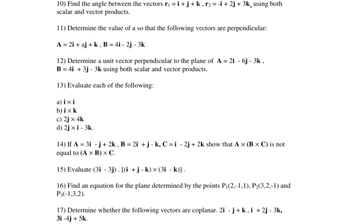 Solved 14% Vectors Problems i 1) For each of the following | Chegg.com