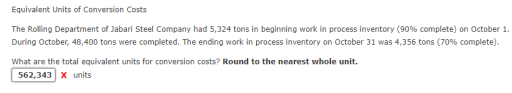 Solved Equivalent Units of Conversion CostsThe Rolling | Chegg.com