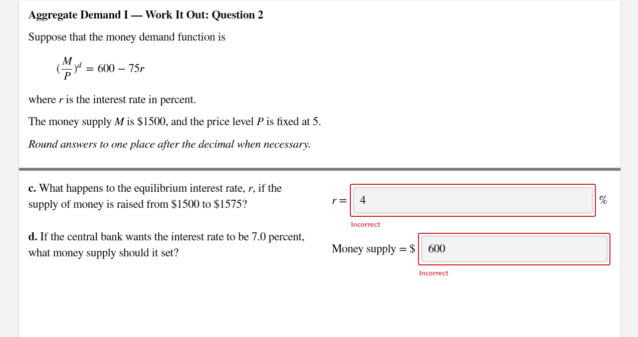 Solved Aggregate Demand I — Work It Out: Question 2 Suppose | Chegg.com