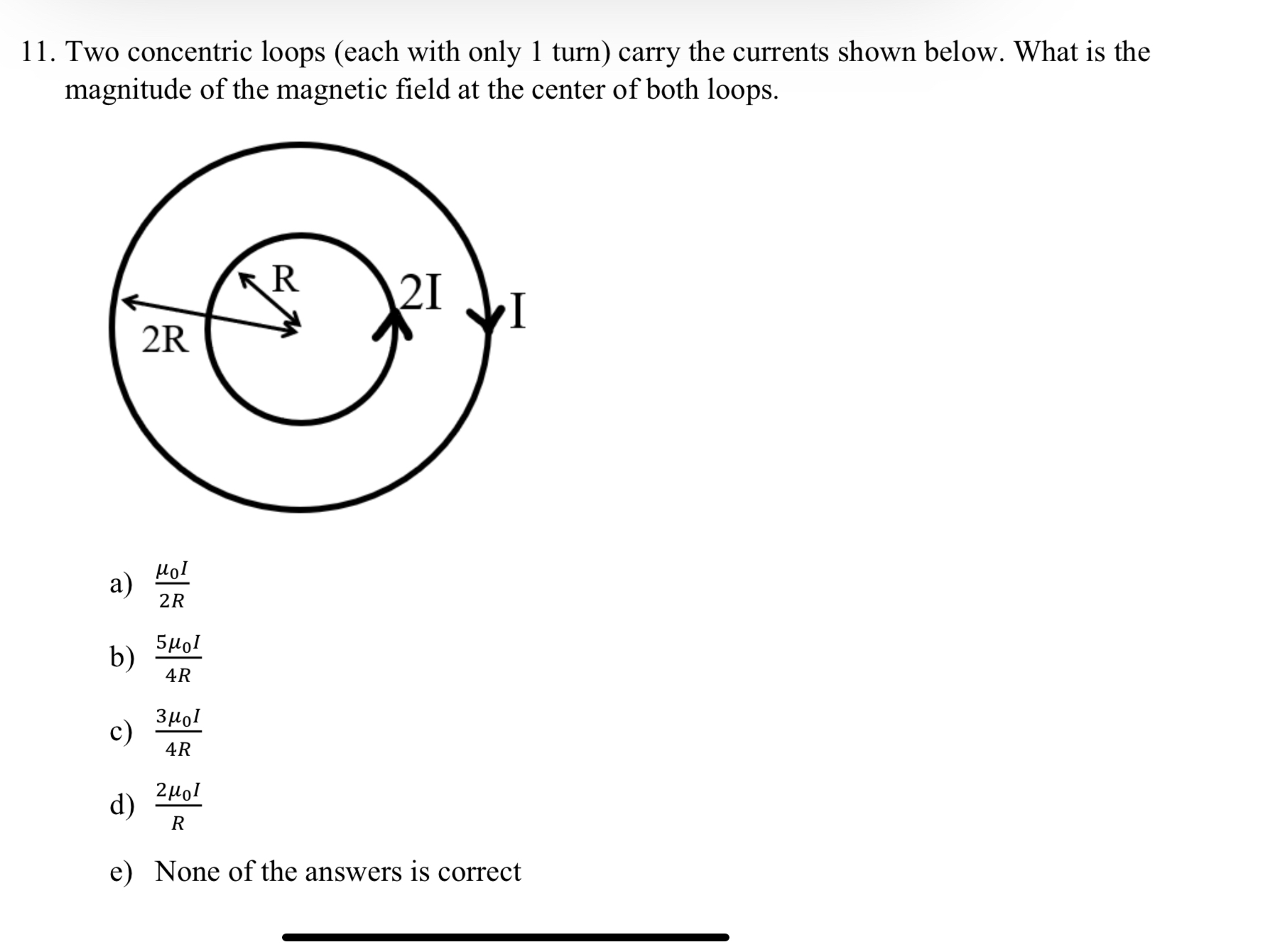 Solved 11. Two concentric loops (each with only 1 turn) | Chegg.com