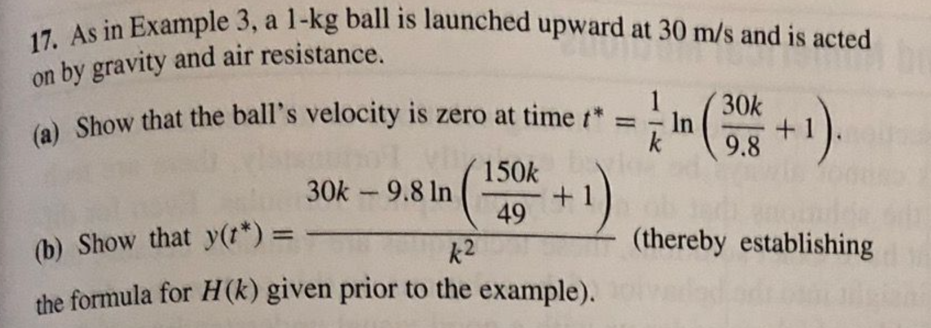 17. As in Example 3, a 1-kg ball is launched upward | Chegg.com