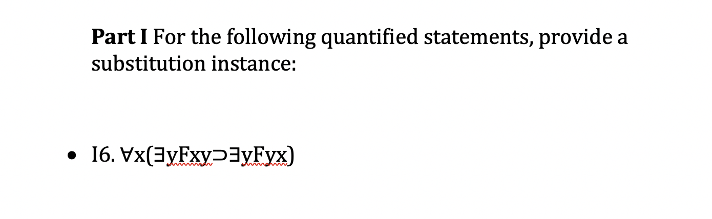 Solved Part I For the following quantified statements, | Chegg.com