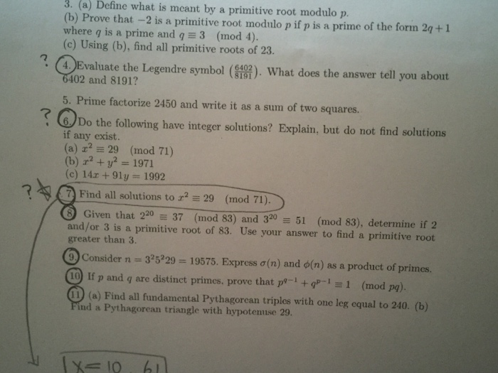 Solved 3. (a) Define what is mcant by a primitive root | Chegg.com