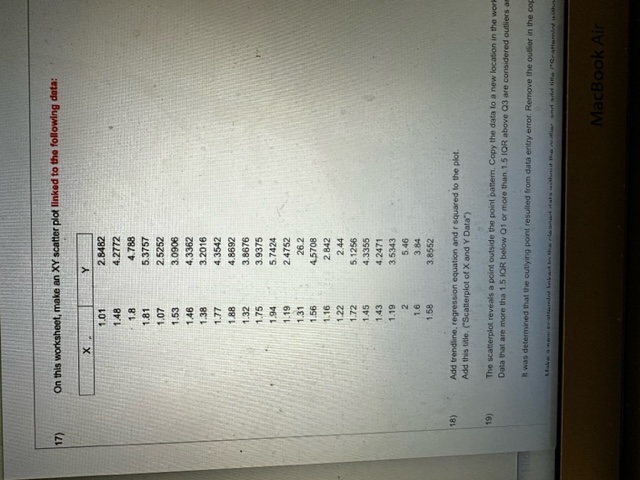 Solved 17) On this worksheet, make an XY scatter plot linked | Chegg.com