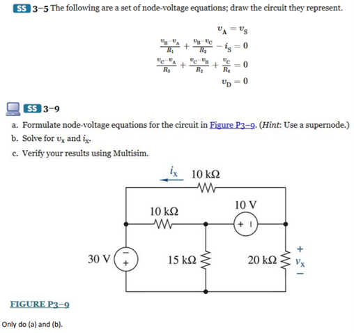 Solved SS 3-5 The following are a set of node-voltage | Chegg.com