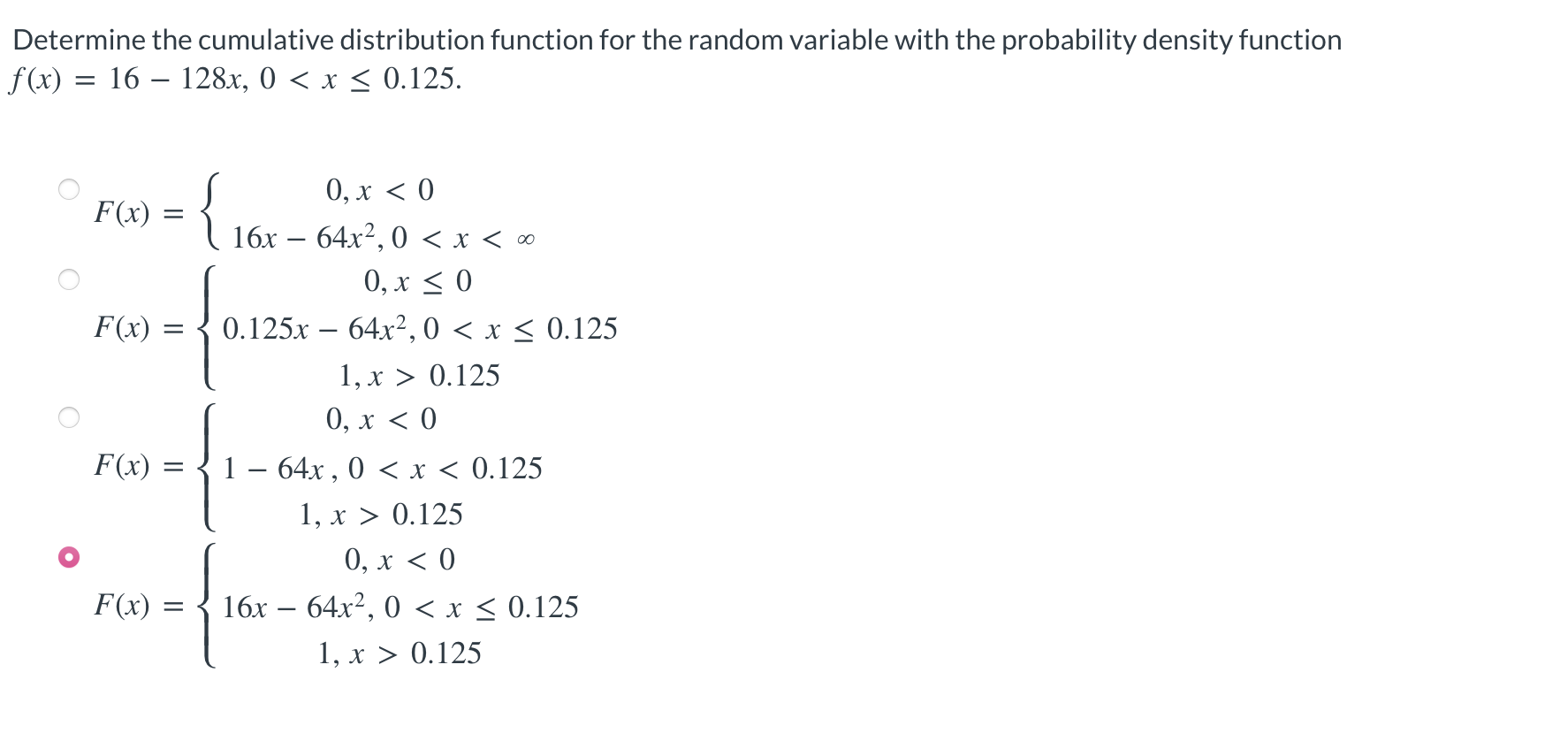 Solved Determine the cumulative distribution function for | Chegg.com