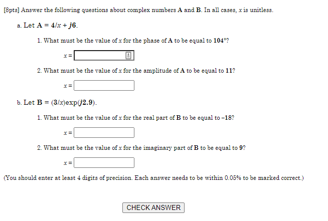 Solved [8pts] Answer the following questions about complex | Chegg.com