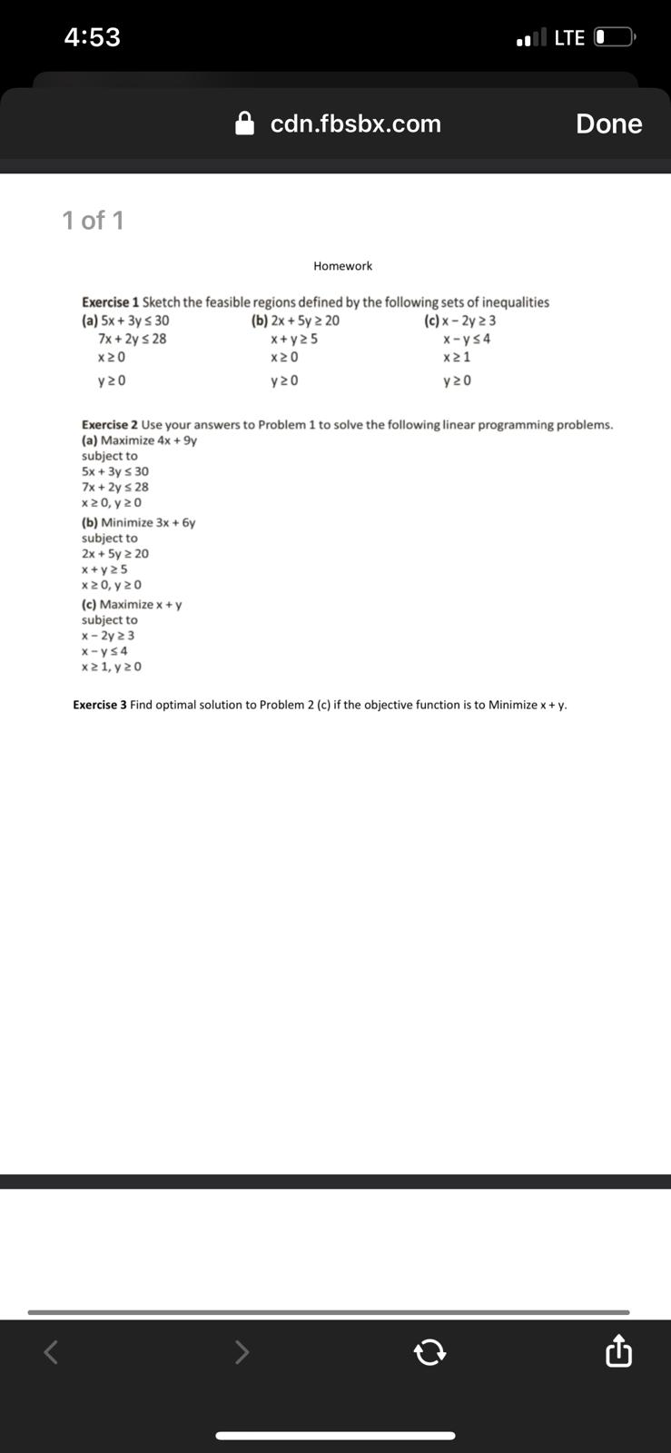 Solved 4:53 LTE O cdn.fbsbx.com Done 1 of 1 Homework | Chegg.com