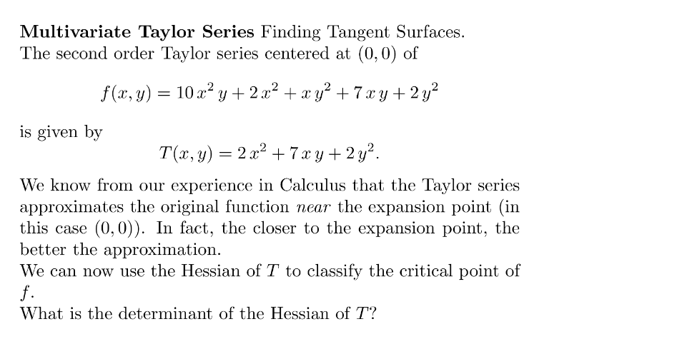 Solved Multivariate Taylor Series Finding Tangent Surfaces. | Chegg.com