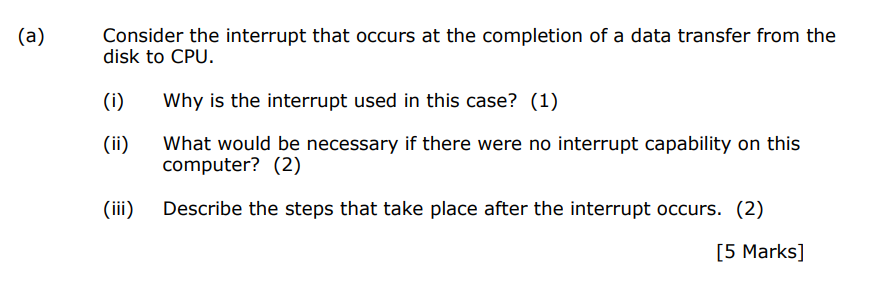 Solved (a) ﻿Consider the interrupt that occurs at the | Chegg.com