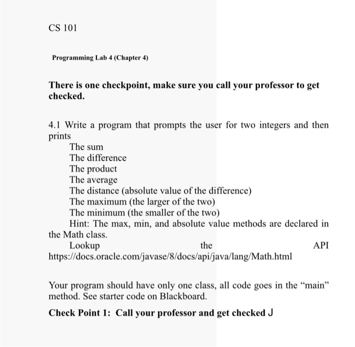 Solved Cs 101 Programming Lab 4 Chapter 4 There Is One 