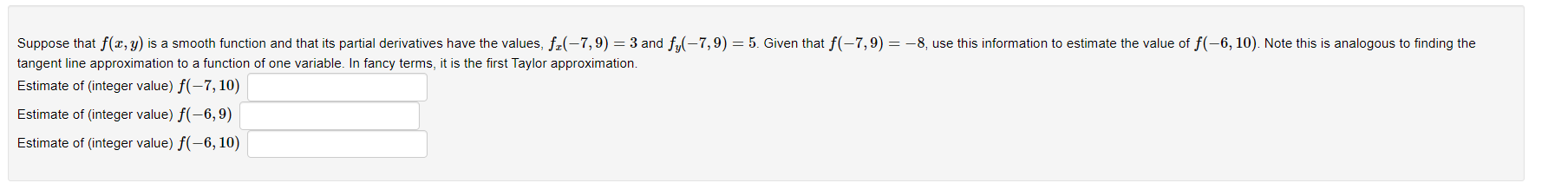 Solved Tangent Line Approximation To A Function Of One