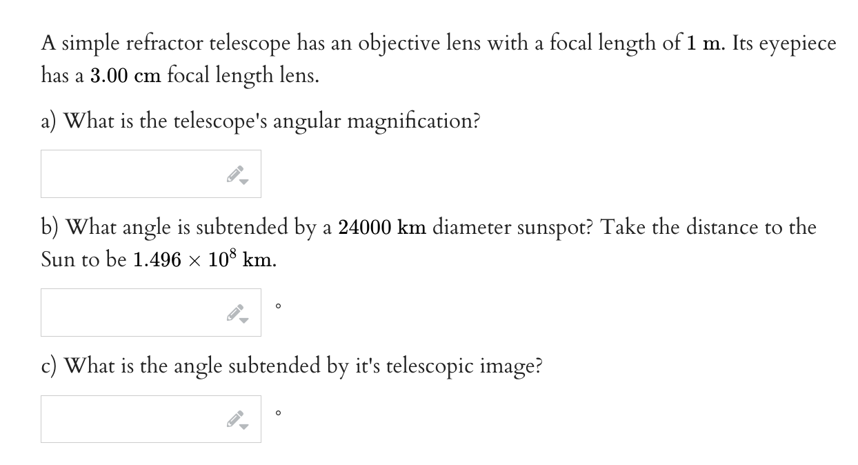 Solved A simple refractor telescope has an objective lens | Chegg.com