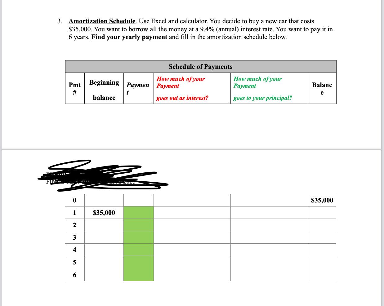 Solved Amortization Schedule. Use Excel and calculator. You | Chegg.com