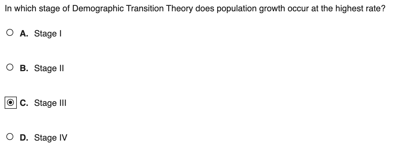 Solved In which stage of Demographic Transition Theory does | Chegg.com