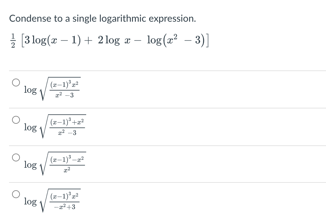 Solved Condense to a single logarithmic expression. | Chegg.com