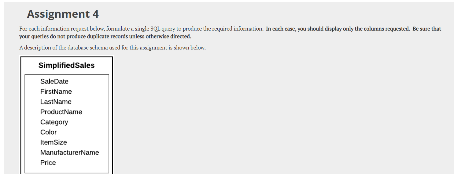 Solved For each information request below, formulate a | Chegg.com