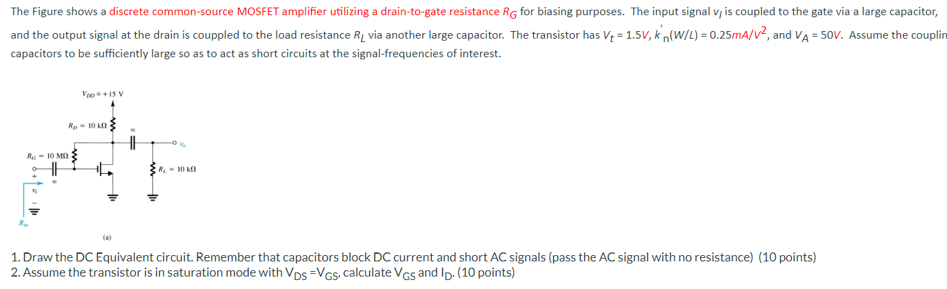 Solved The Figure shows a discrete common-source MOSFET | Chegg.com