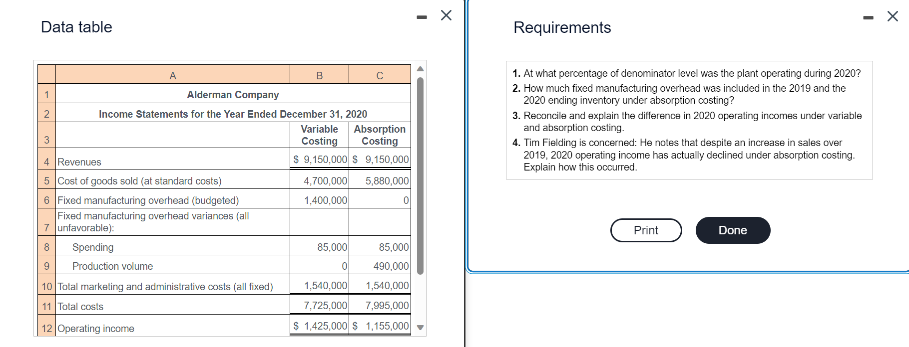 Alderman Company uses standard costing. Tim Fielding, | Chegg.com