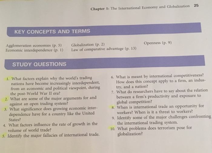 Solved Chapter 1: The International Economy and | Chegg.com