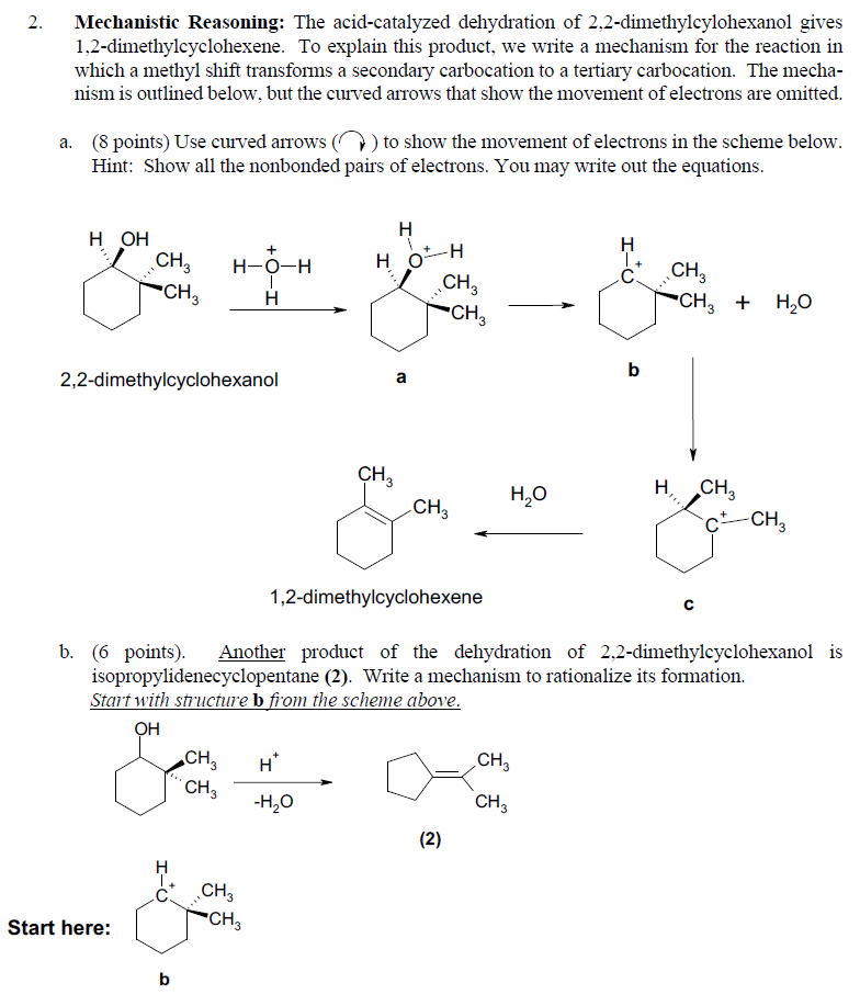 Solved 2. Mechanistic Reasoning: The acid-catalyzed | Chegg.com